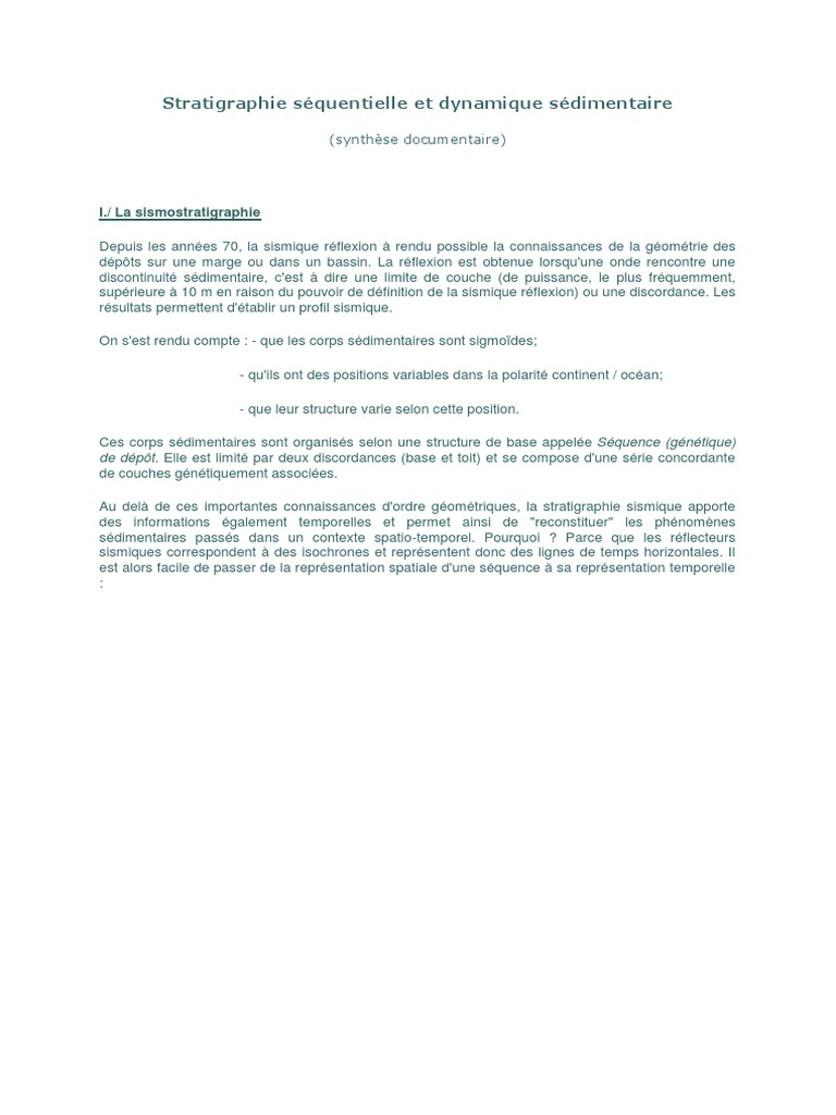 Stratigraphie séquentielle et sédimentation | PDF | Bassin sédimentaire ...