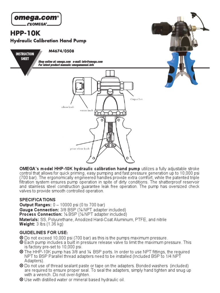 HPP-10K: Instruction Sheet | PDF | Pump | Valve