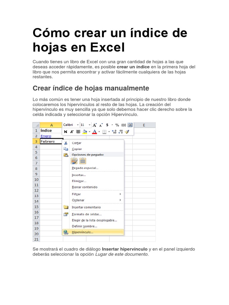 Cómo Crear Un Índice de Hojas en Excel | Macro (informática ...