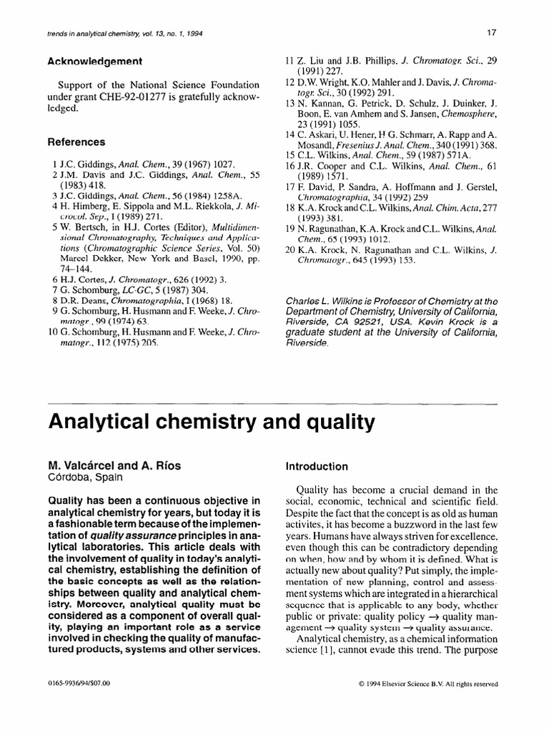 Quality Control in Analytical Chemistry | PDF | Quality Assurance ...