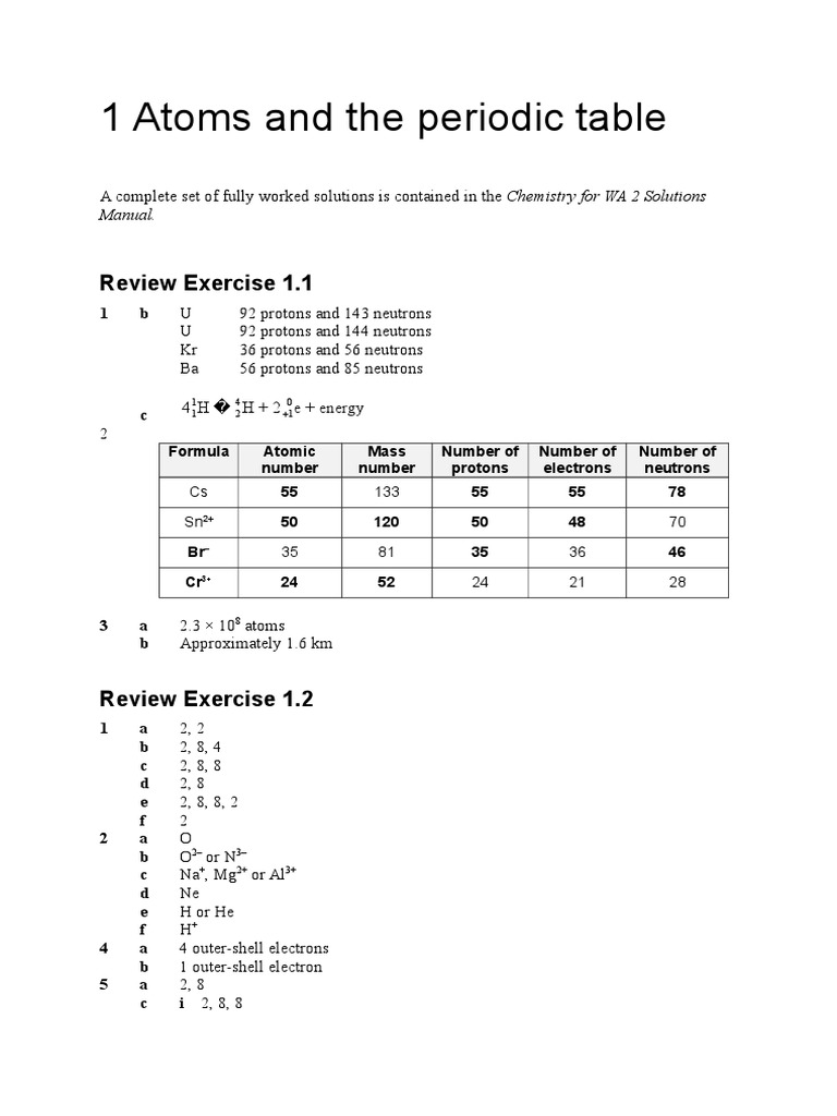 Chemistry Solutions for Students | PDF | Ion | Proton