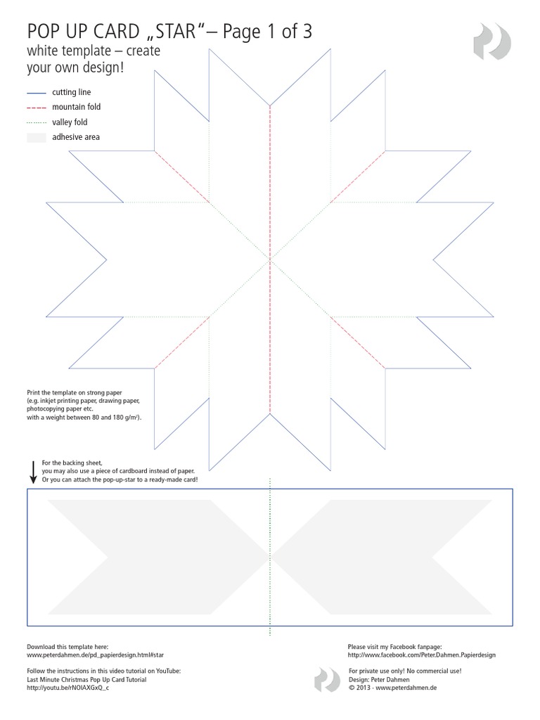 Star Pop-Up Card Template PDF | PDF | Media Technology | Printing