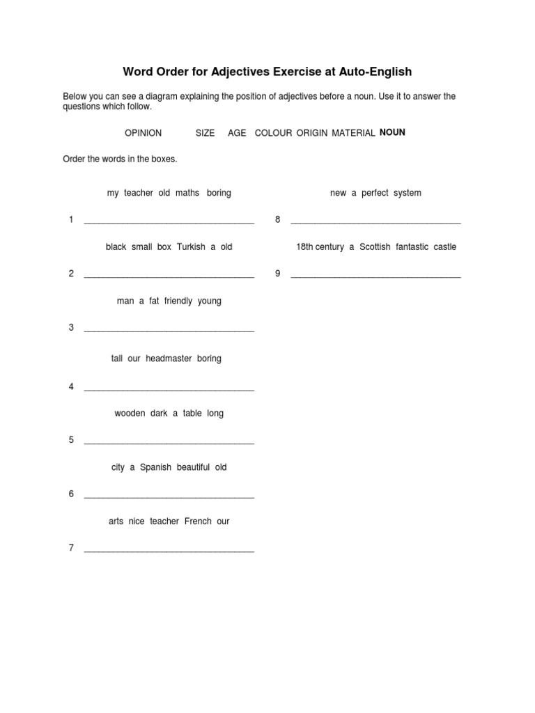 Adjective Order | PDF