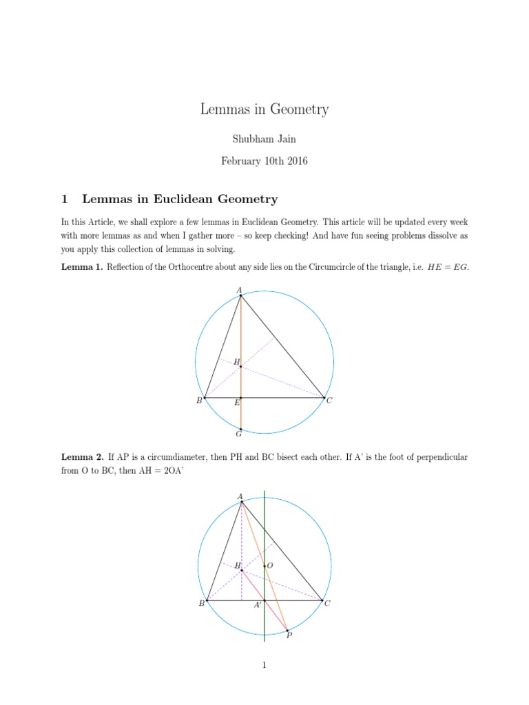 Lemmas in Geometry | PDF | Euclidean Plane Geometry | Geometric Shapes