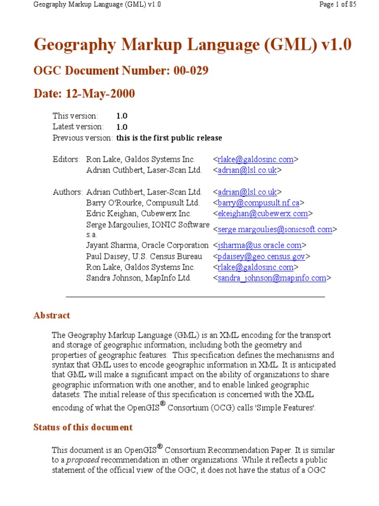 GML GML1 | PDF | Xml Schema | Xml