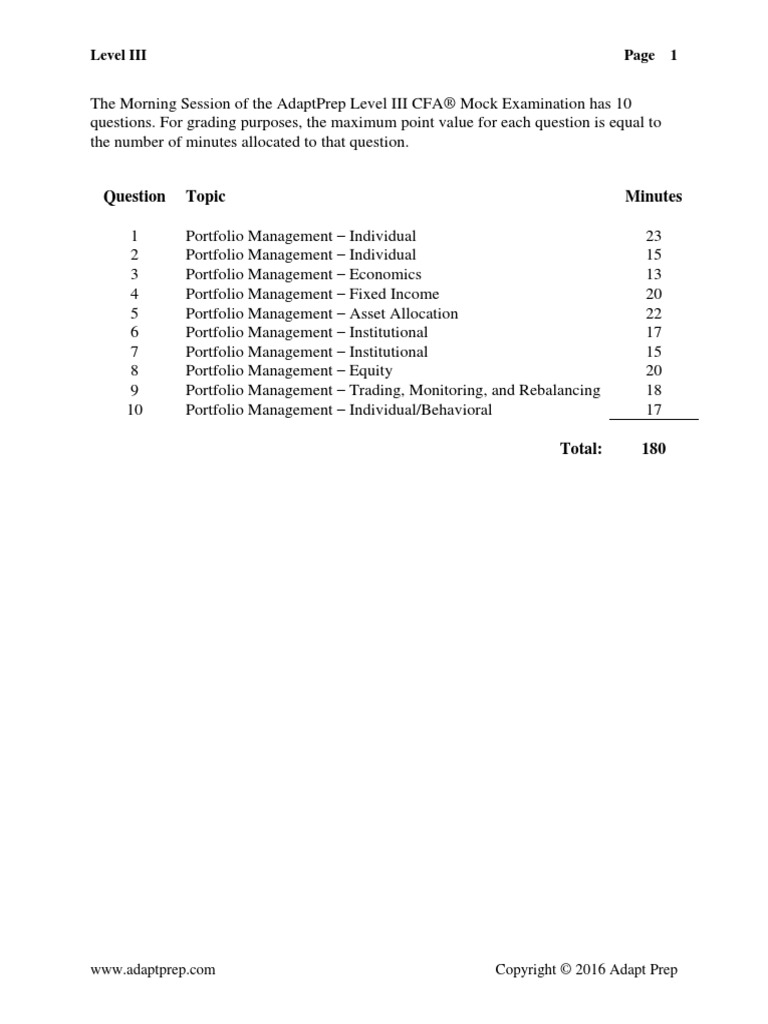 2018 Level III Mock Exam 2 Questions PDF | PDF | Bond Duration | Investing