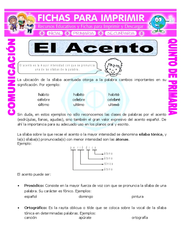 Ejercicios de Acentuación para Quinto | PDF | Texto | Escritura