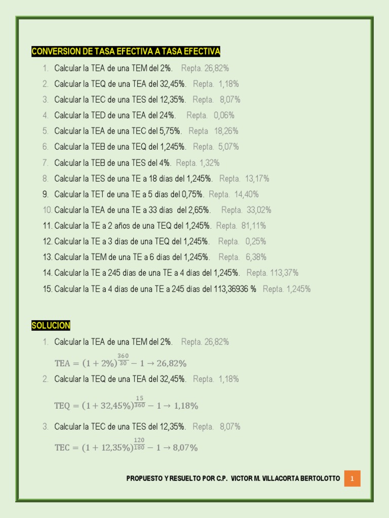 Conversion de Tasa Efectiva A Tasa Efectiva | PDF