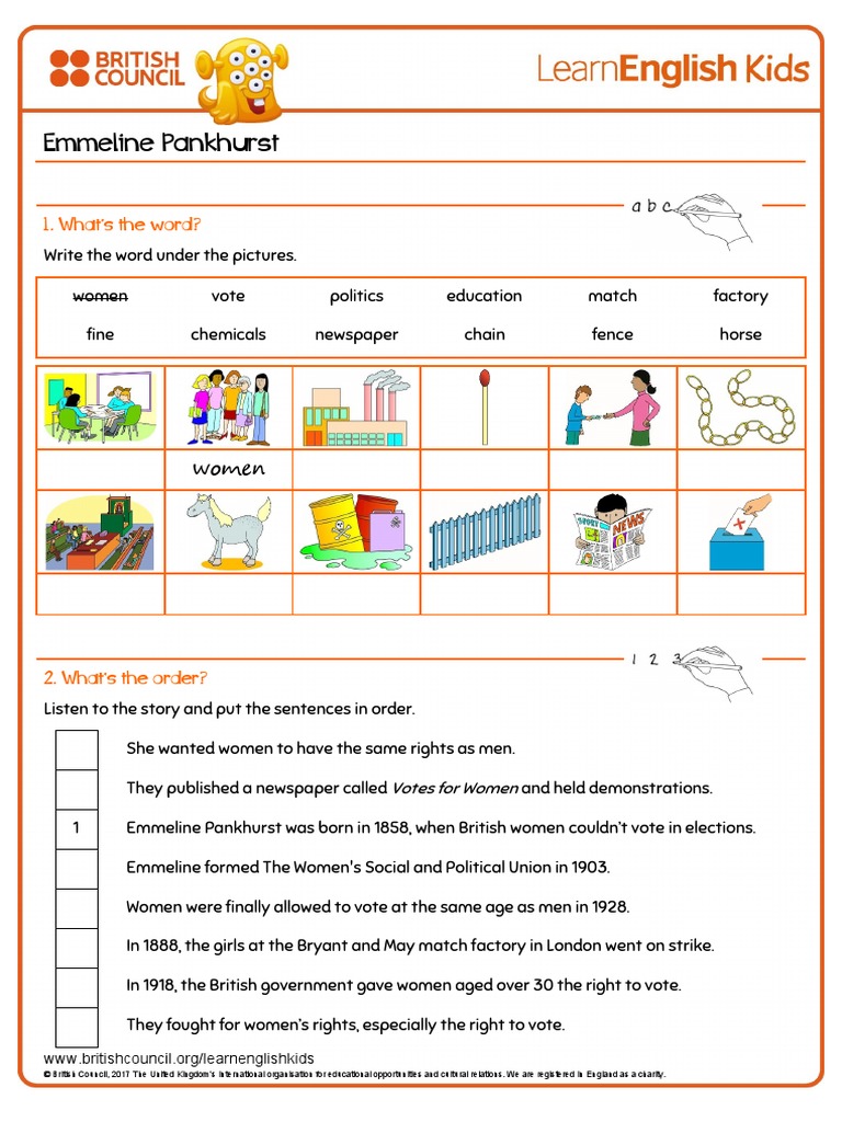 British Tales Emmeline Pankhurst Worksheet | PDF | Emmeline Pankhurst ...