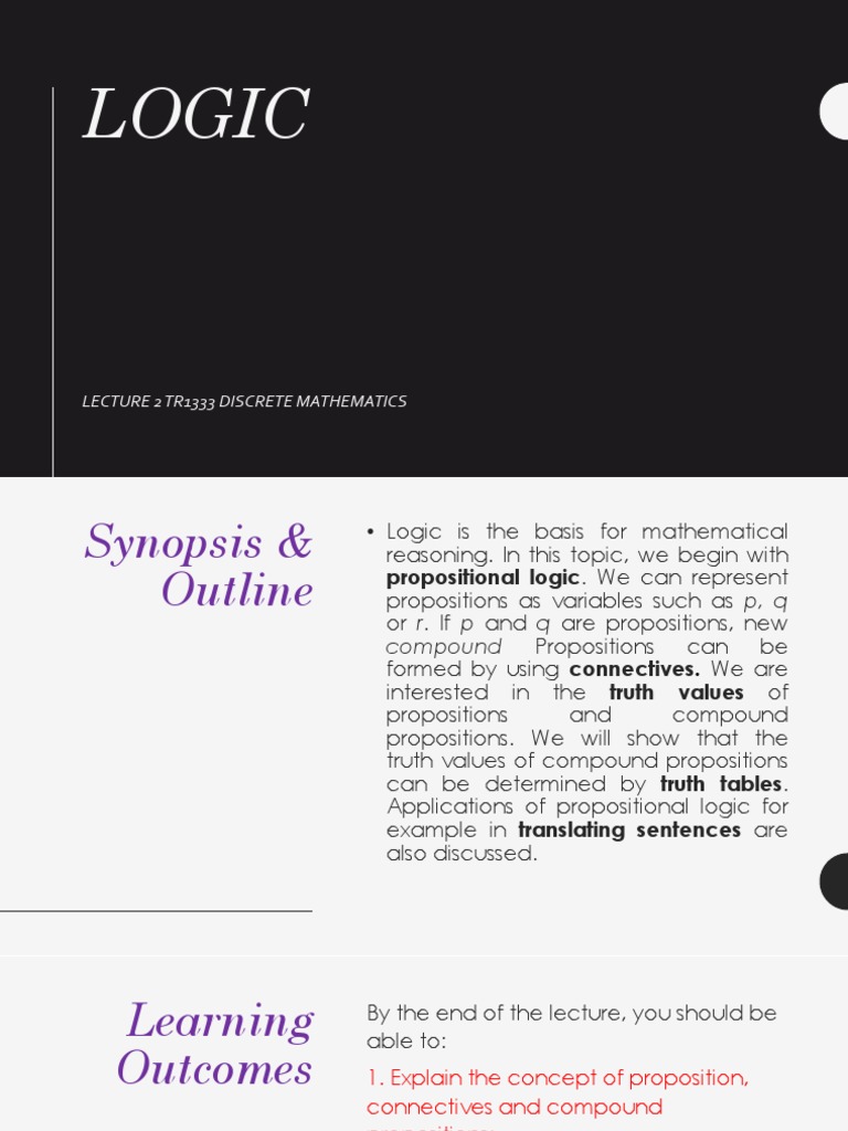 Propositional Logic And Truth Tables An Introduction To Logic And Reasoning With Propositions