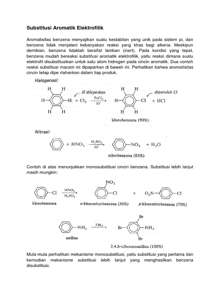Mekanisme Substitusi Aromatik Elektrofilik | PDF | Sains & Matematika