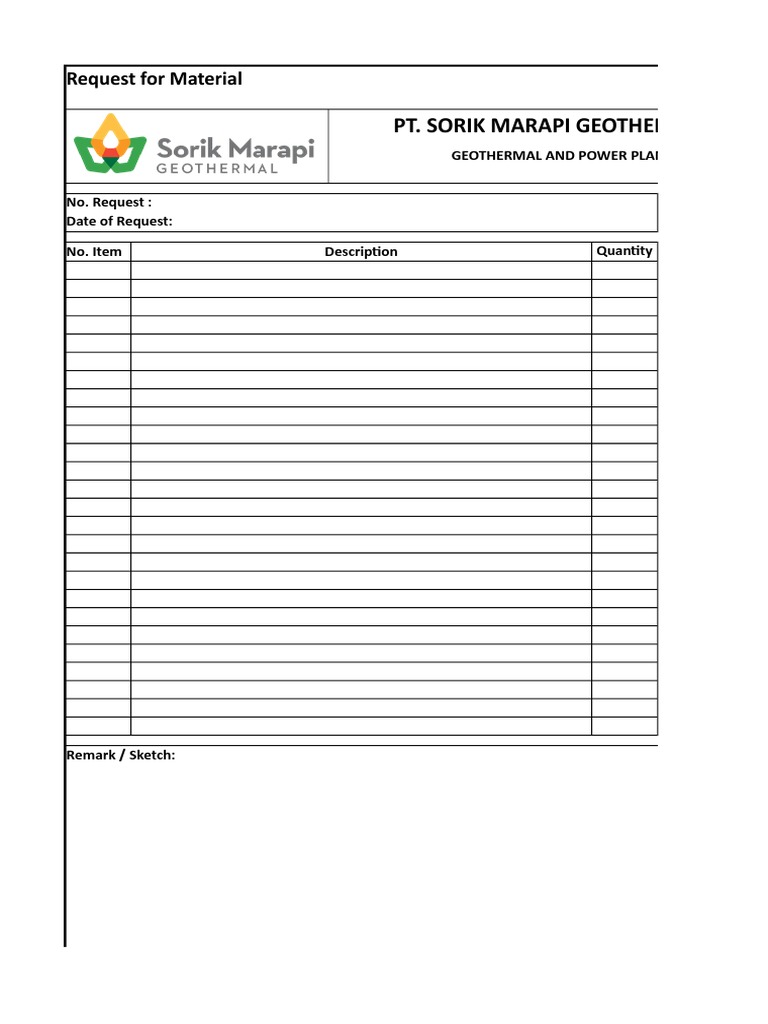 Template Form Request Material | PDF