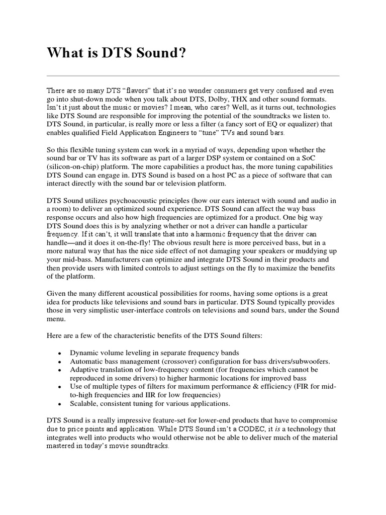 What Is DTS Sound | PDF | Video | Sound Production