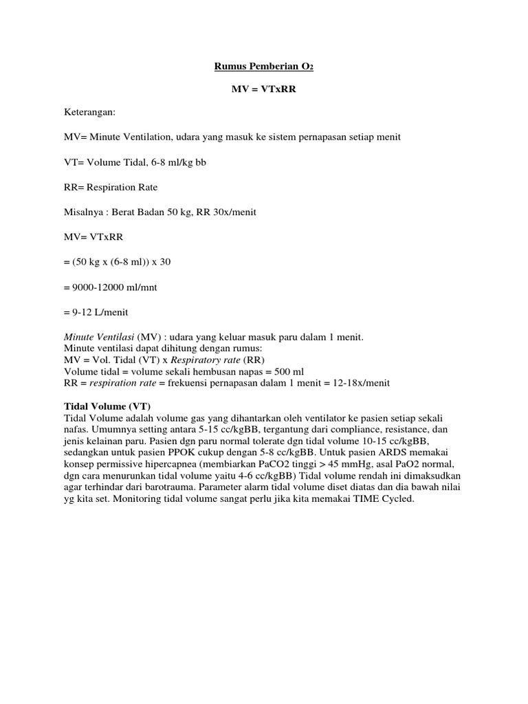 Rumus Pemberian O2 | PDF