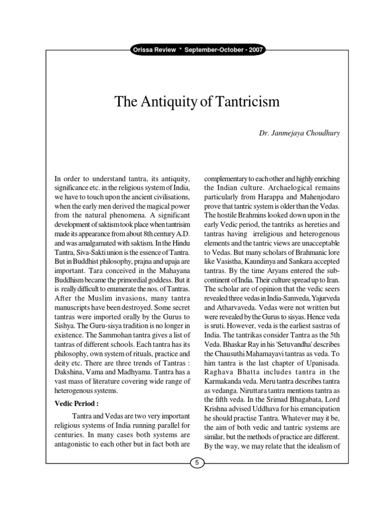The Antiquity of Tantricism: Orissa Review September-October - 2007 ...