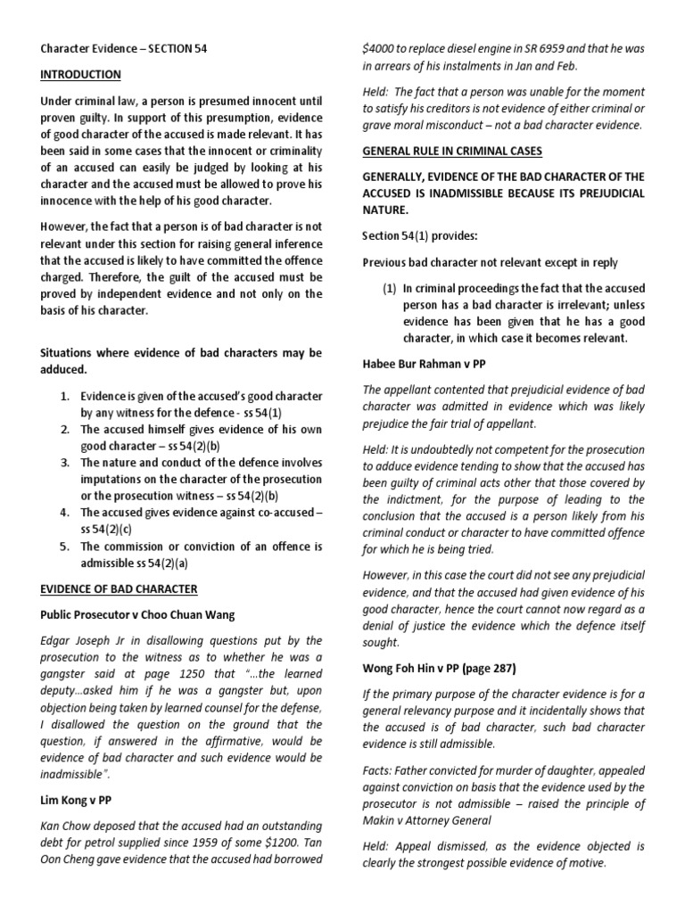 Character Evidence | PDF | Evidence | Prosecutor