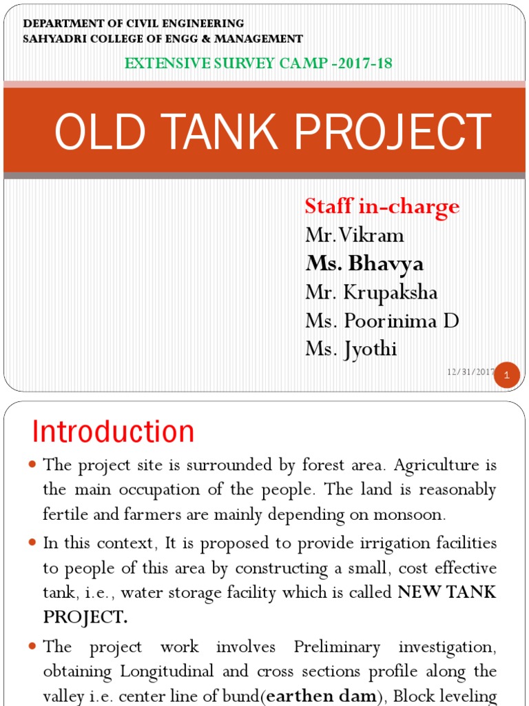 Old Tank Project: Staff In-Charge | PDF | Dam | Earth Sciences