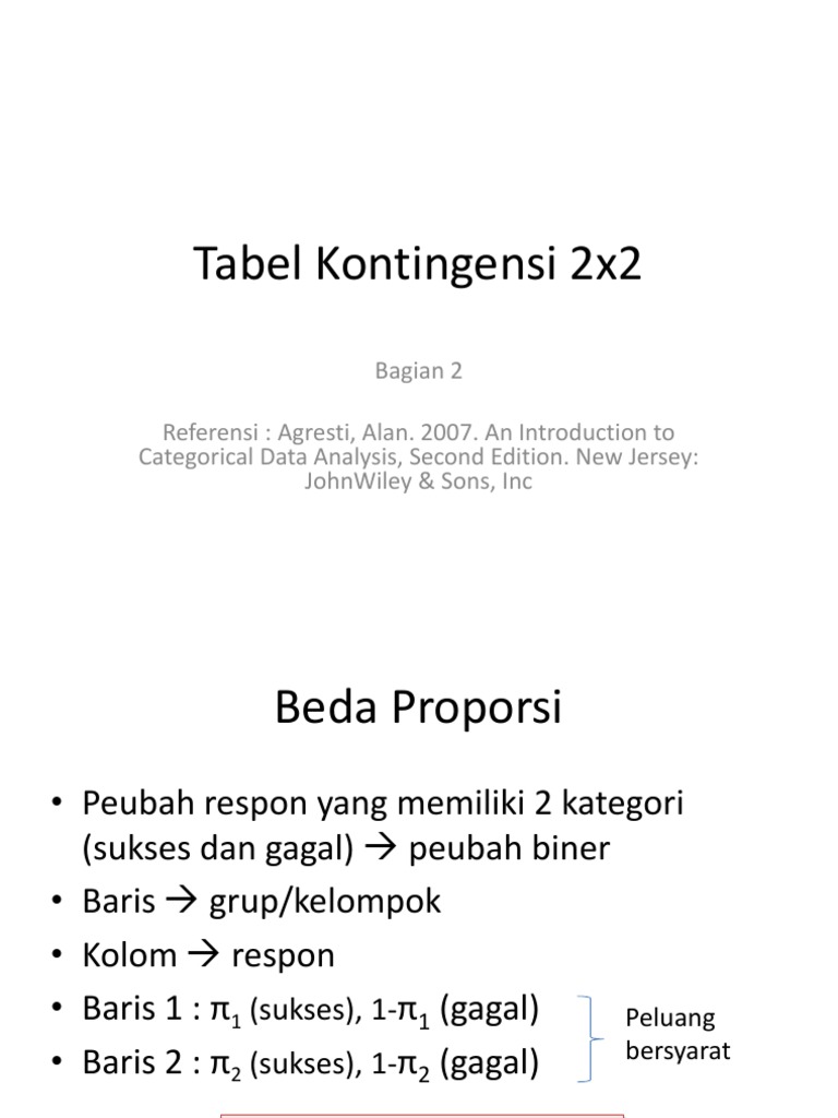 Analisis Tabel Kontingensi 2x2 | PDF
