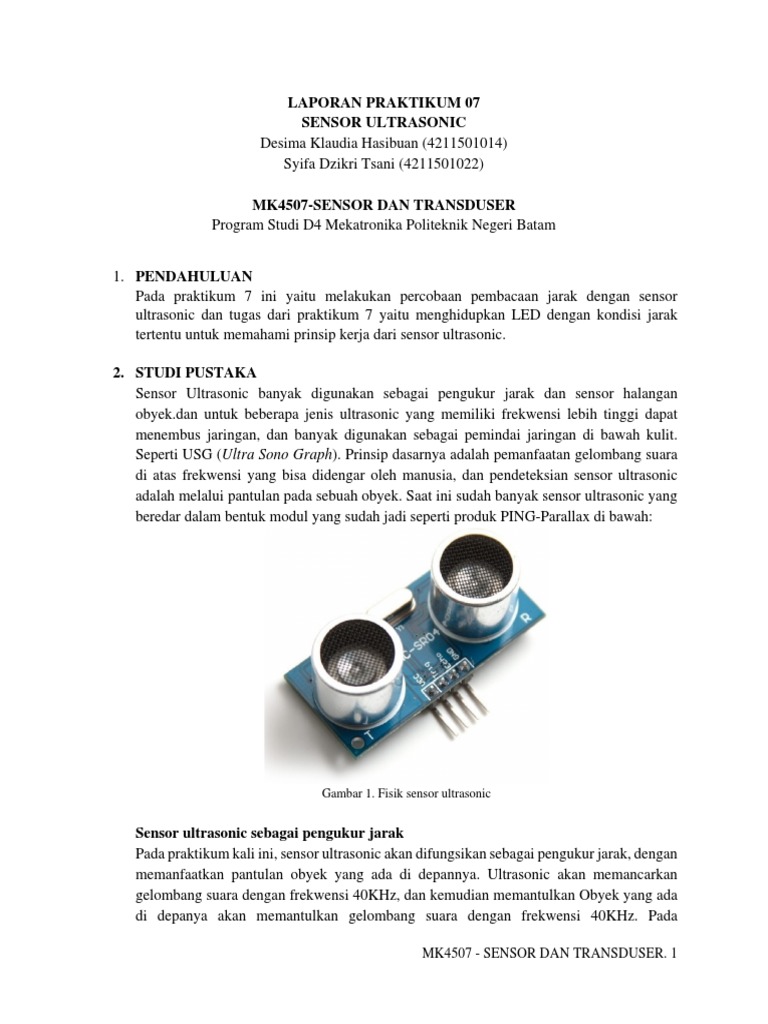 Hasil Praktikum Sensor Ultrasonic | PDF