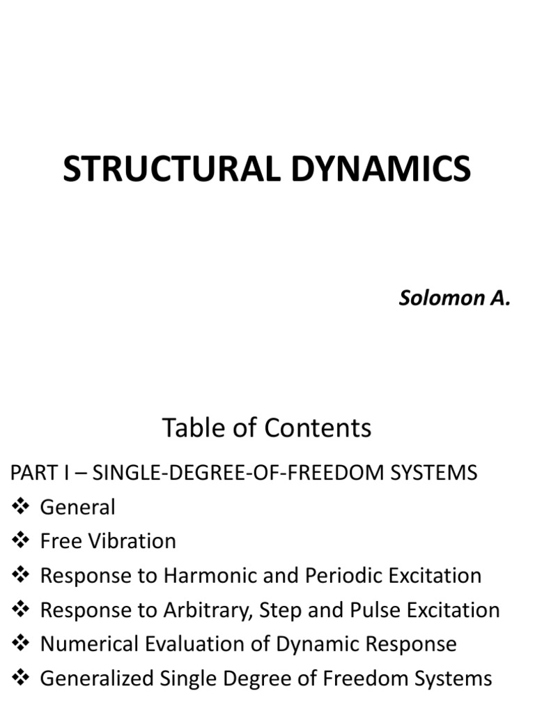 Structural Dynamics: Solomon A | PDF | Engineering | Classical Mechanics