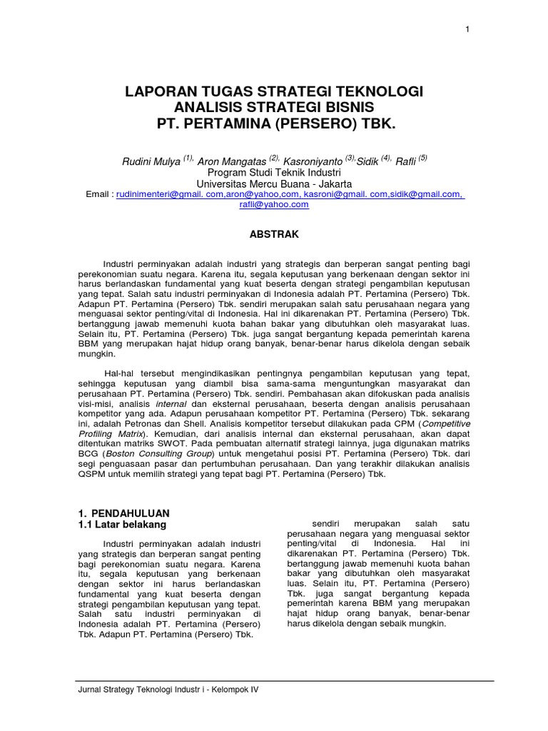 Jurnal PT Pertamina PDF | PDF