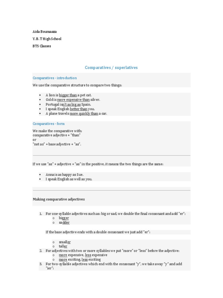 Comparatives and Superlatives | PDF | Adjective | Languages