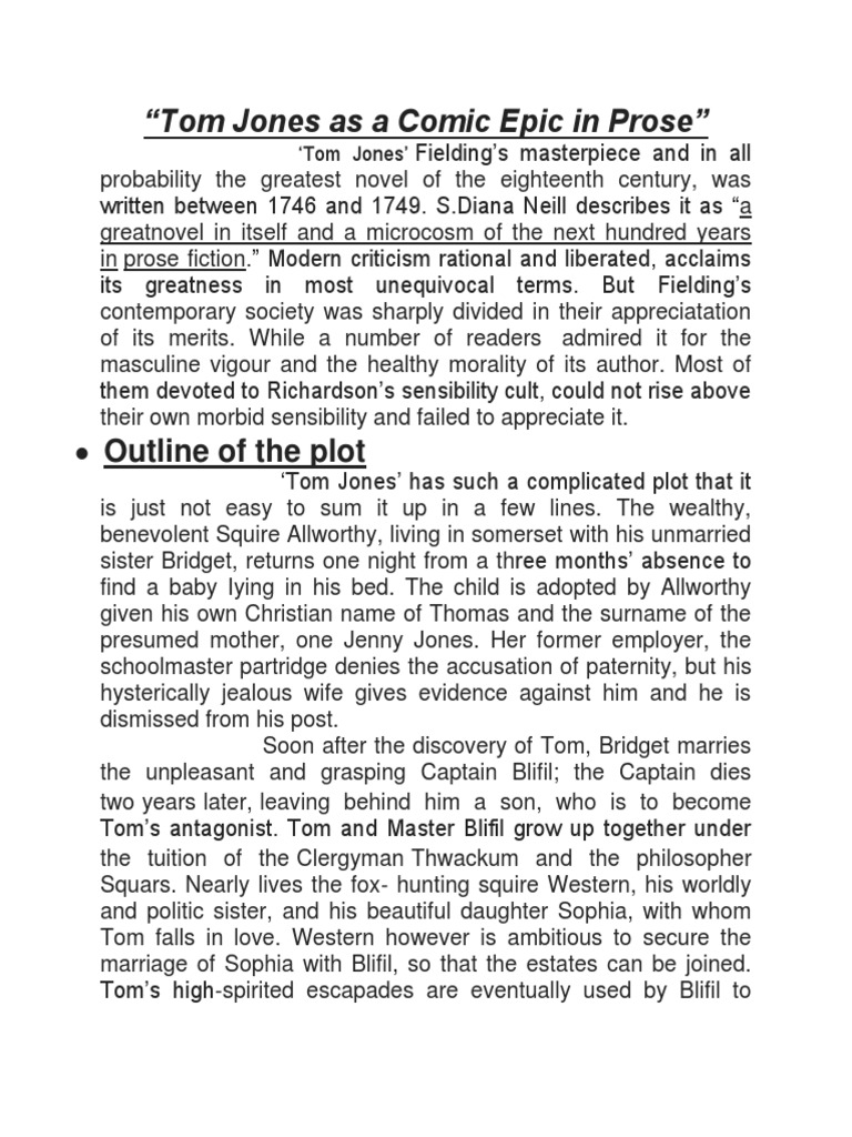 Tom Jones As A Comic Epic in Prose | PDF | The History Of Tom Jones, A ...