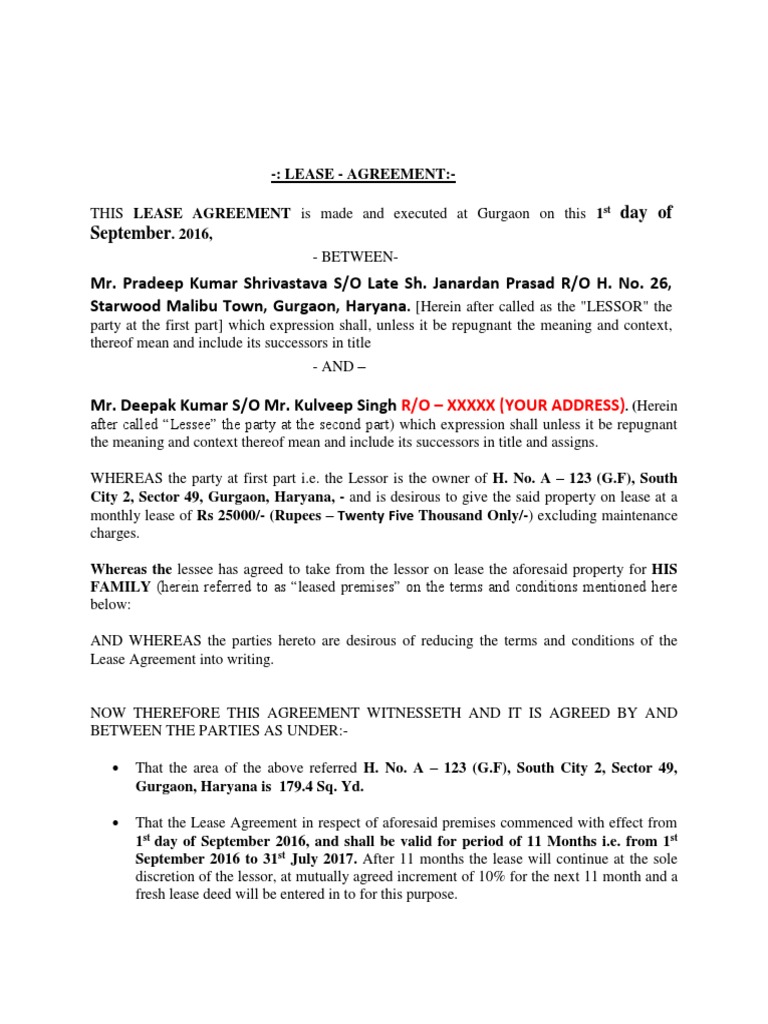 Lease Agreement Summary | PDF | Lease | Common Law