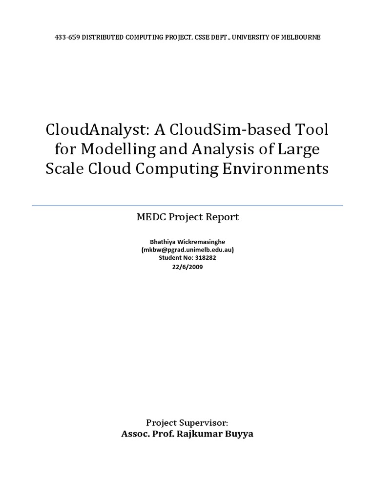 CloudAnalyst: CloudSim Tool for Simulation | PDF | Cloud Computing | Simulation