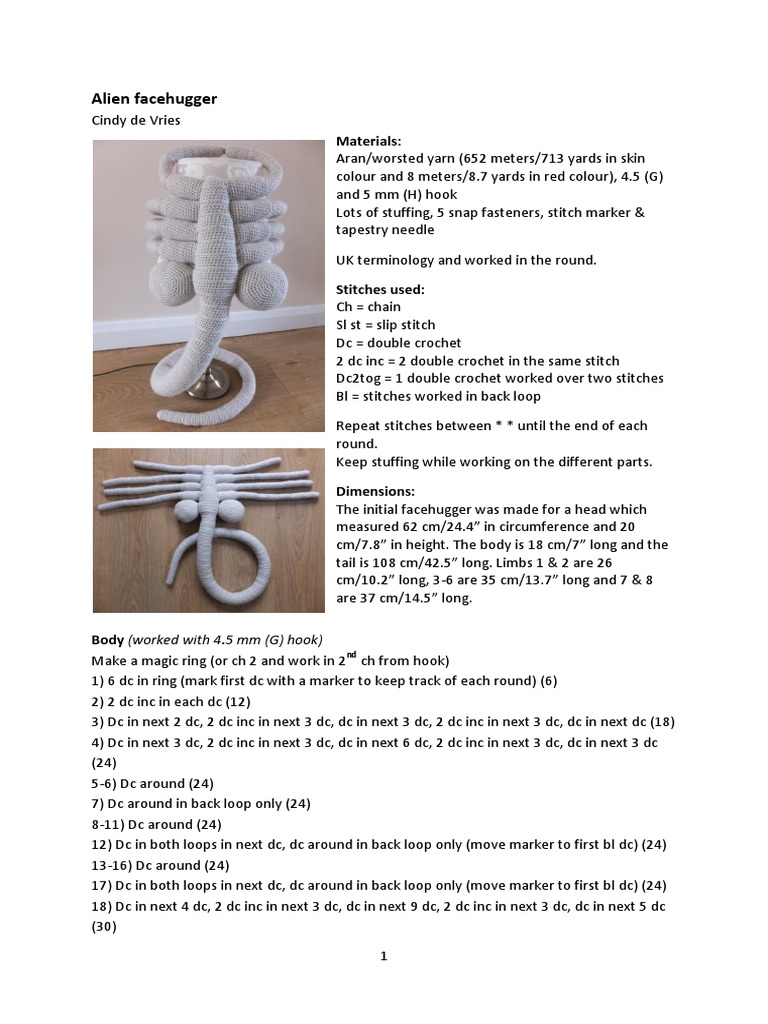 Crochet Alien Facehugger Pattern | PDF | Crochet | Clothing Industry