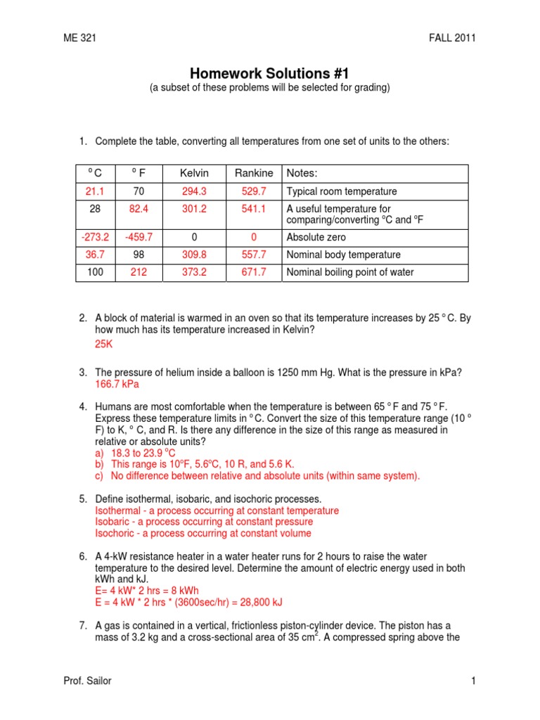 Homework Solutions #1: Converting Temperatures and Solving ...