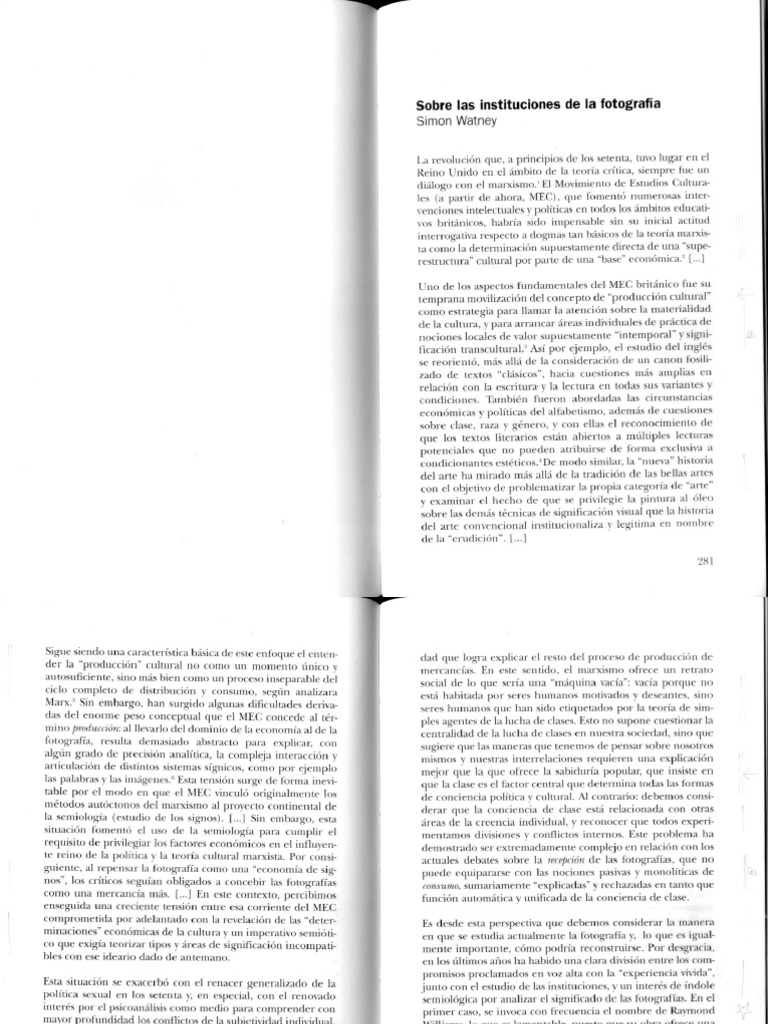 Watney, Simon - Sobre Las Instituciones de La Fotografía | PDF
