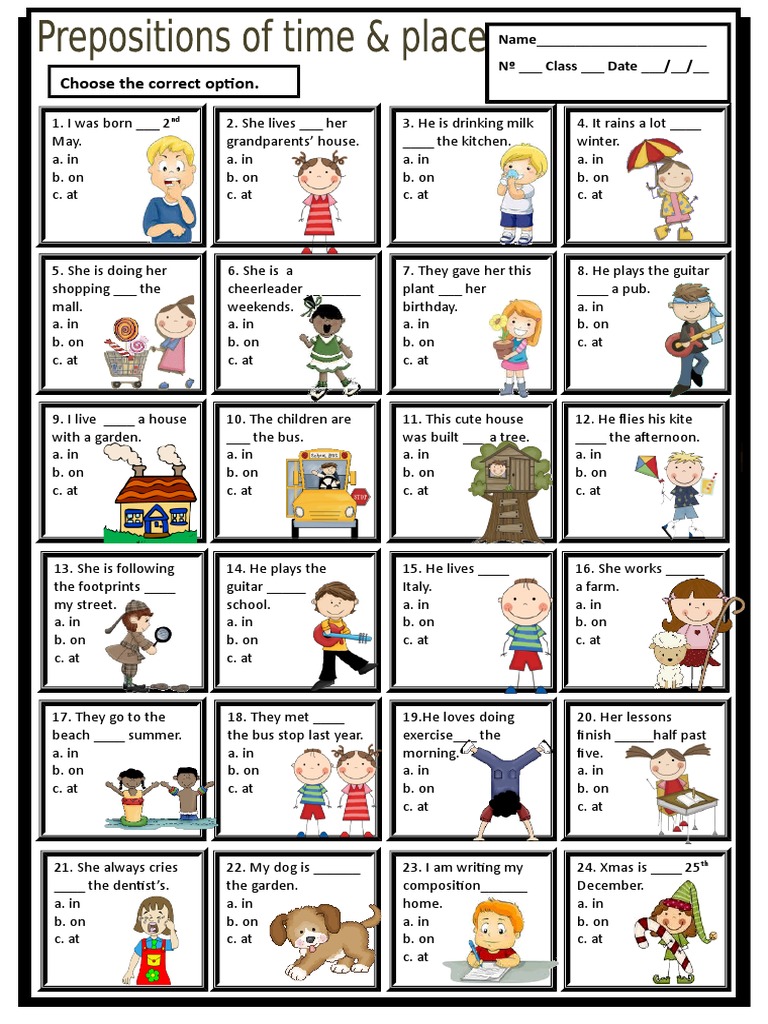 Prepositions of Time and Place in On at 44912 | PDF | Leisure