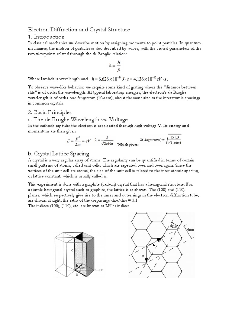 Electron Diffraction | PDF | Diffraction | Wavelength