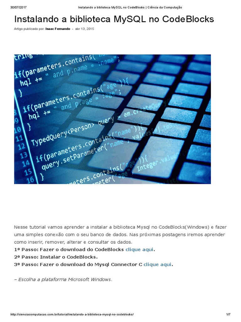 Instale MySQL no CodeBlocks Windows | PDF | Biblioteca (informática) | Arquitetura de computadores