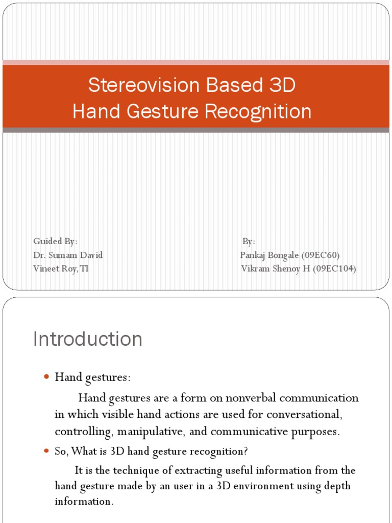 Stereovision Based Hand Gesture Recognition | PDF | Vision | Digital ...