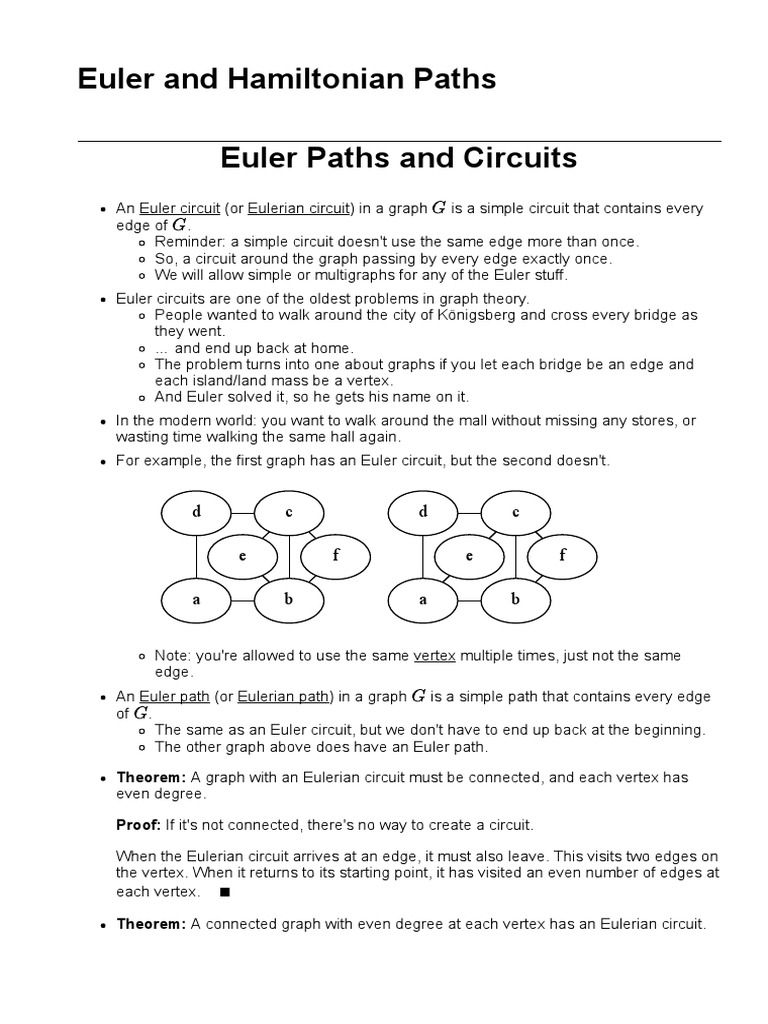 Euler and Hamiltonian Paths | Applied Mathematics | Combinatorics