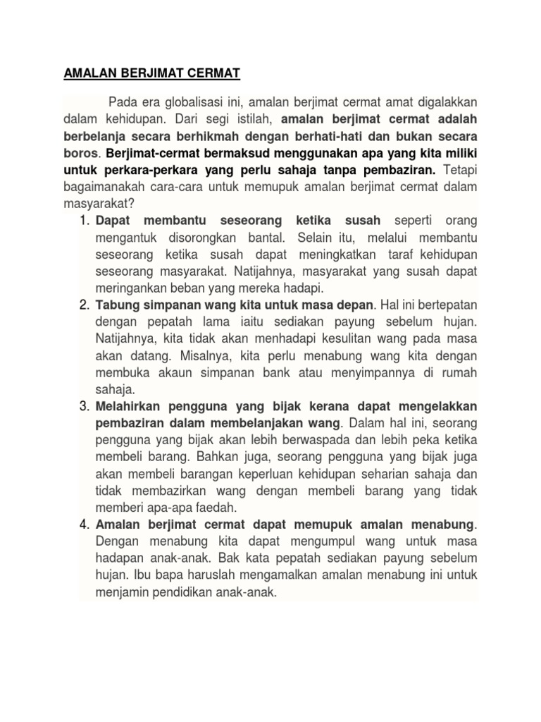 Amalan Berjimat Cermat | PDF