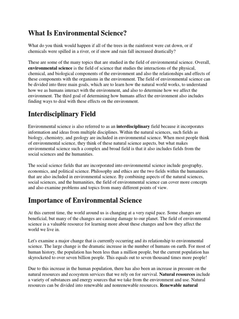 Understanding Environmental Science Basics | PDF | Environmental ...