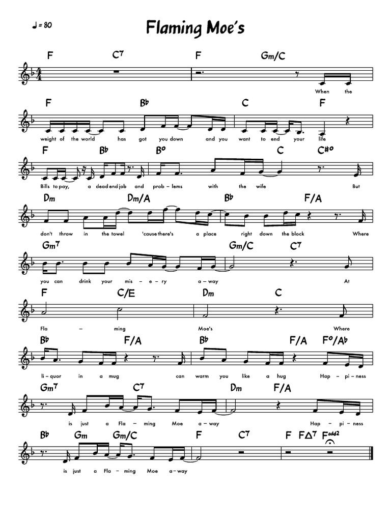Flaming Moe's (The Simpsons) Lead Sheet | PDF