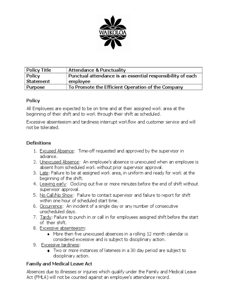 Attendance Punctuality | PDF | Employee Relations | Labor