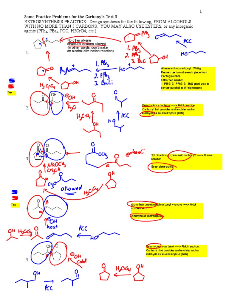 Retrosynthesis Practice Problems | PDF | Alkene | Aldehyde