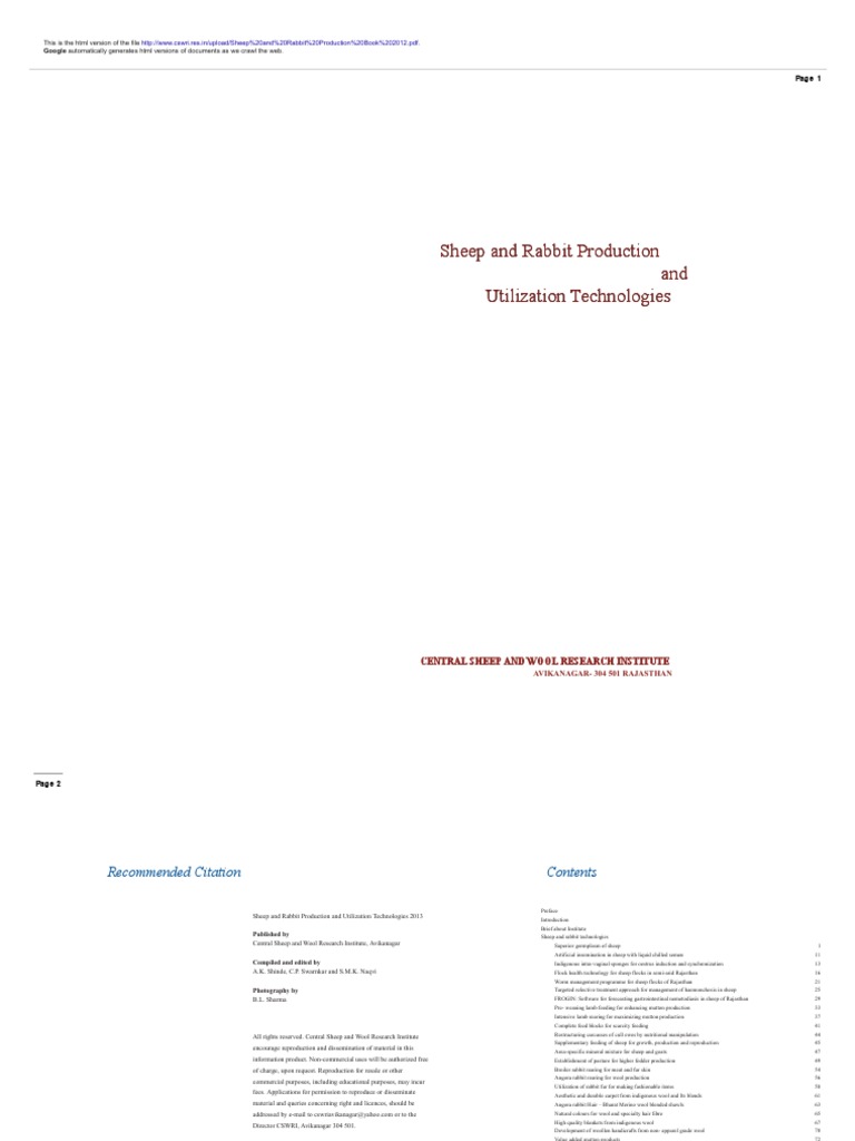 Sheep and Rabbit Production Book 2012 PDF | PDF | Sheep | Wool