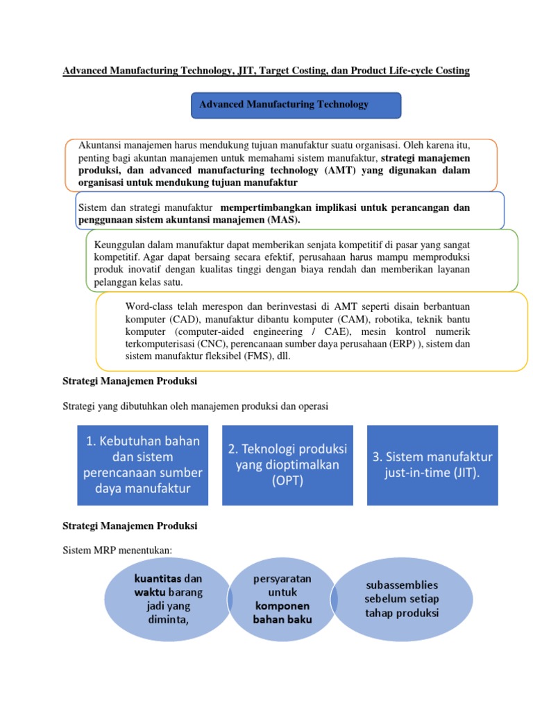 Advanced Manufacturing Technology, JIT, Target Costing, Dan Product ...