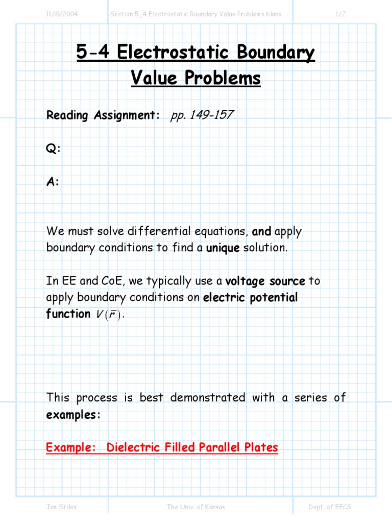 Section 5 4 Electrostatic Boundary Value Problems Package | Electrostatics | Boundary Value Problem