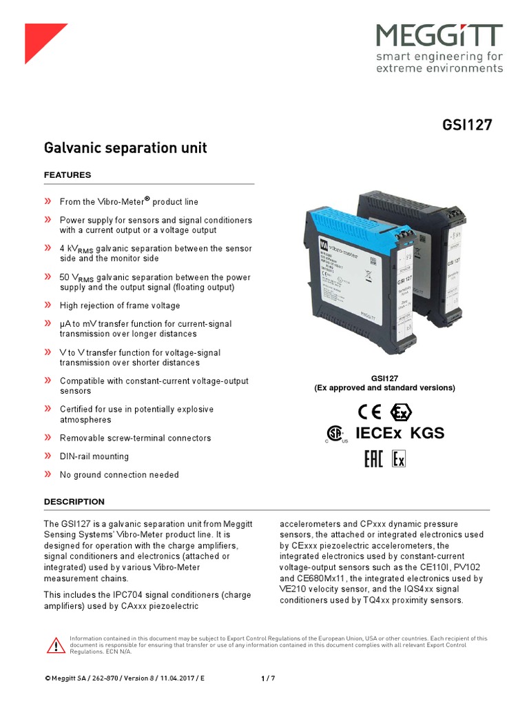 GSI127 Galvanic Separation Unit: Iecex Kgs | PDF | Power Supply ...