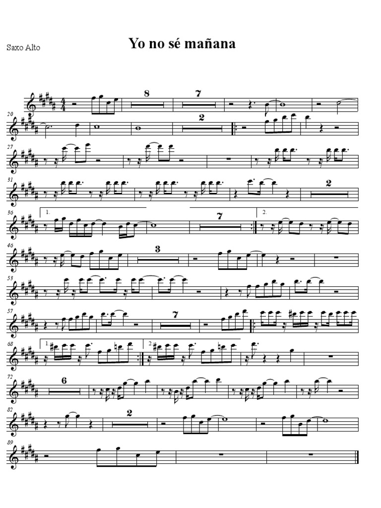 Yo No Se Mañana Saxo | PDF