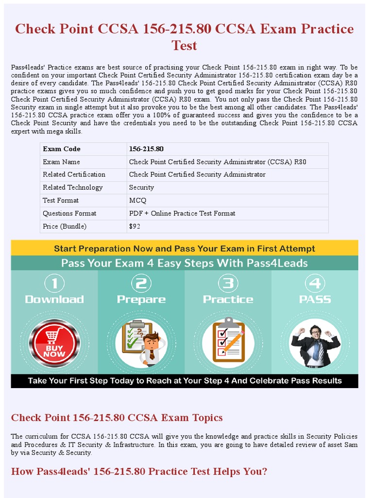 Check Point CCSA 156-215.80 PDF Exam Material - Latest 2018 | PDF ...