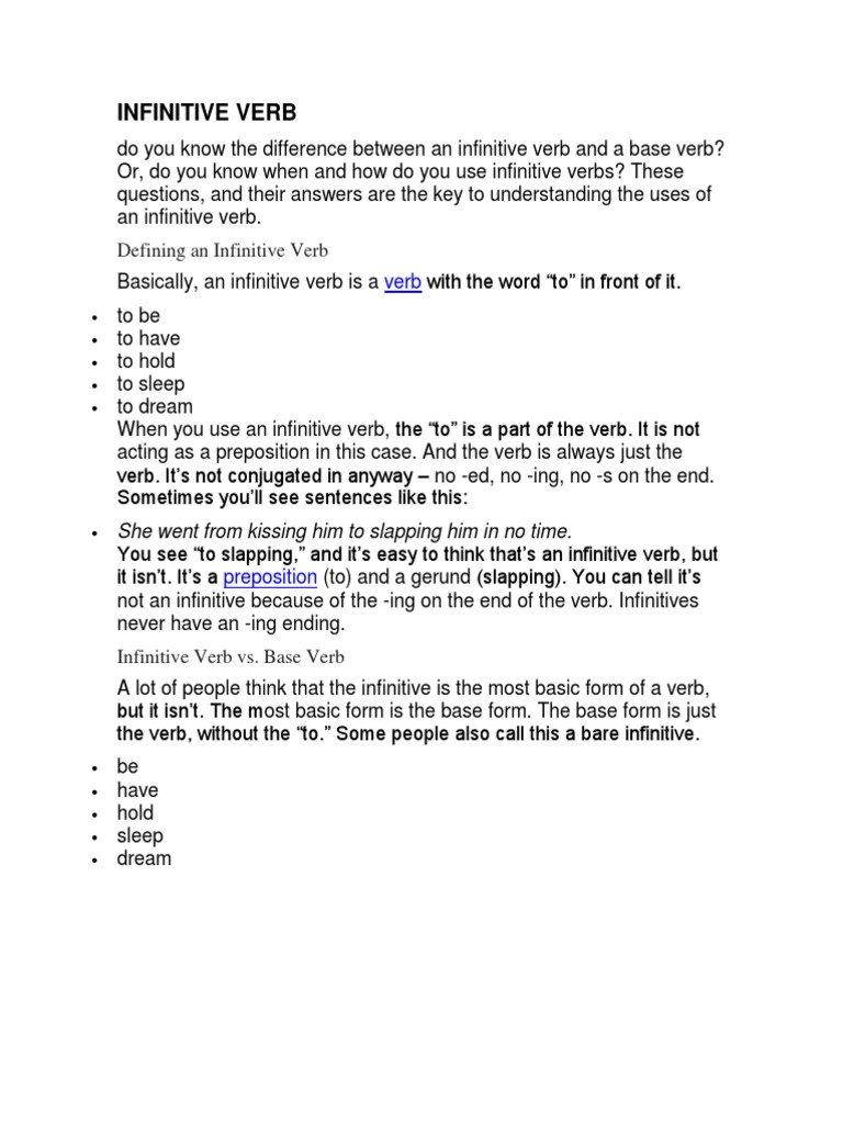 Defining An Infinitive Verb | PDF | Grammar | Semantics