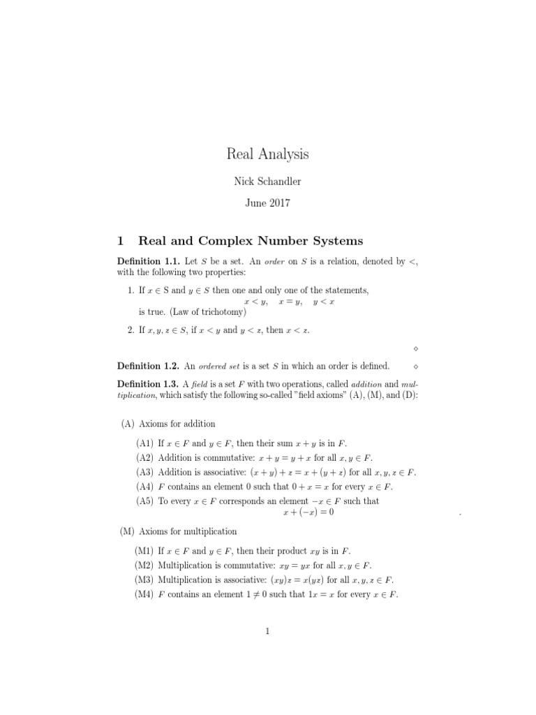 Real Analysis 1 Real And Complex Number Systems PDF Rational